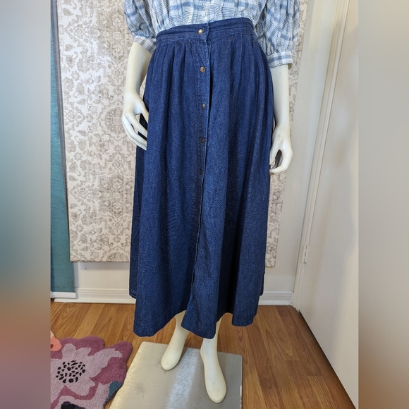 Calvin Klein | Skirts | Vintage 98s Calvin Klein Dark Blue Denim Midi ...